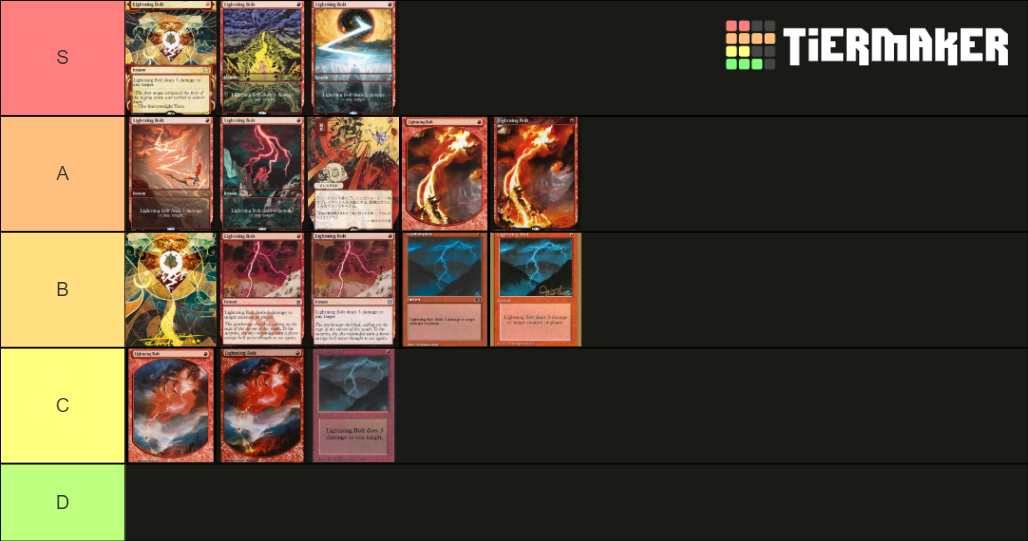 Lightning Bolt MTG Tier List (Community Rankings) - TierMaker