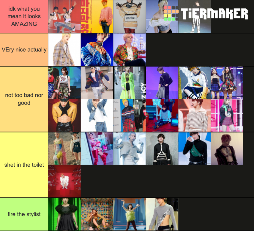 Ugly Kpop Outfits Tier List (Community Rankings) - TierMaker