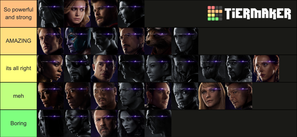 Avengers Heroes Power Ranking Tier List (Community Rankings) - TierMaker