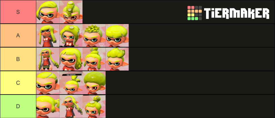 Splatoon 2 Hairstyle Tier List (Community Rankings) - TierMaker