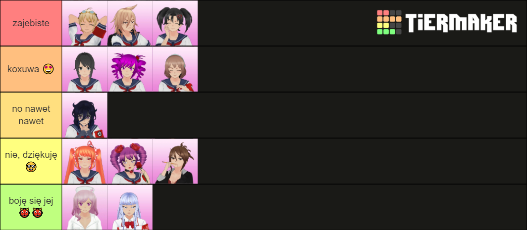 Rywalki YanSim 🥰 Tier List (Community Rankings) - TierMaker