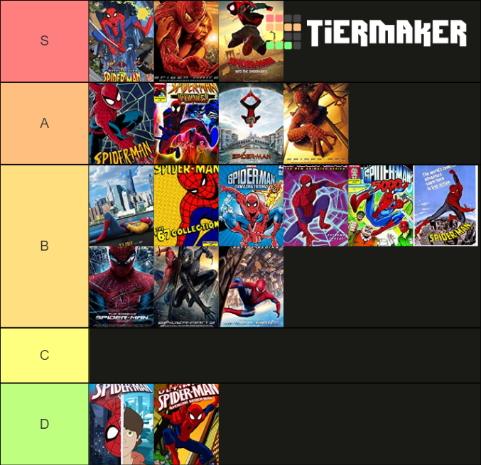 Spider-Man TV and Movie Tier List (Community Rankings) - TierMaker