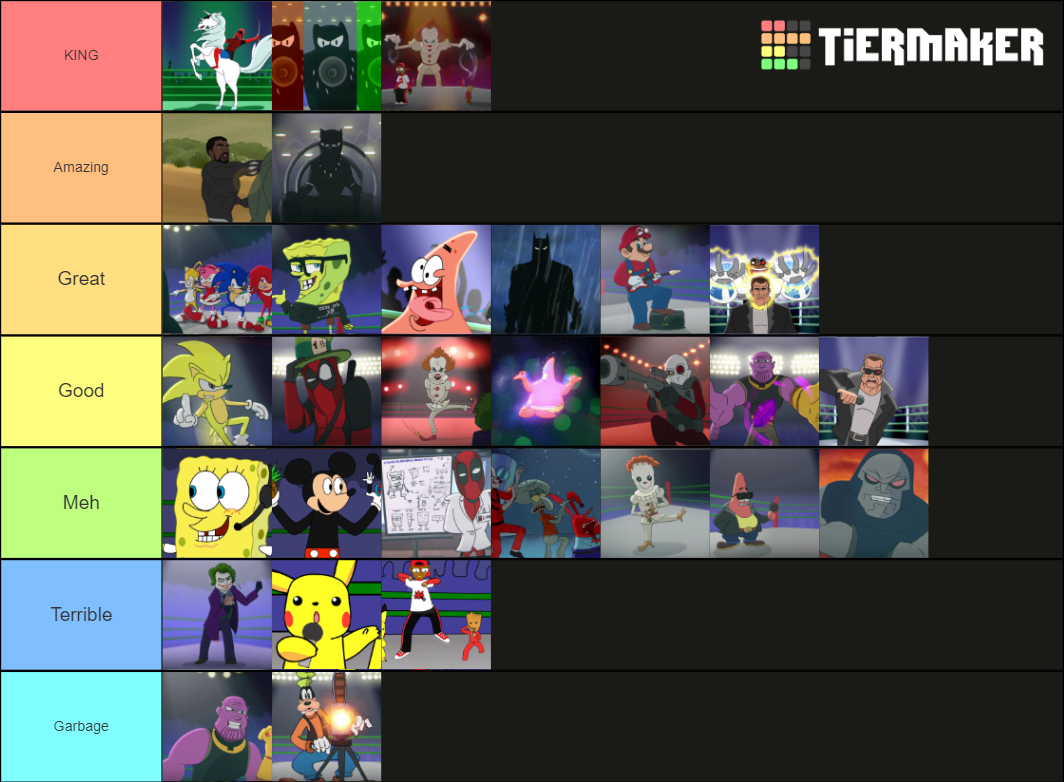 Cartoon Beatbox Battle (up to black panther vs deadpool) Tier List ...
