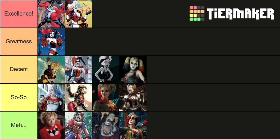 Harley Quinn Outfits Tier List (Community Rankings) - TierMaker