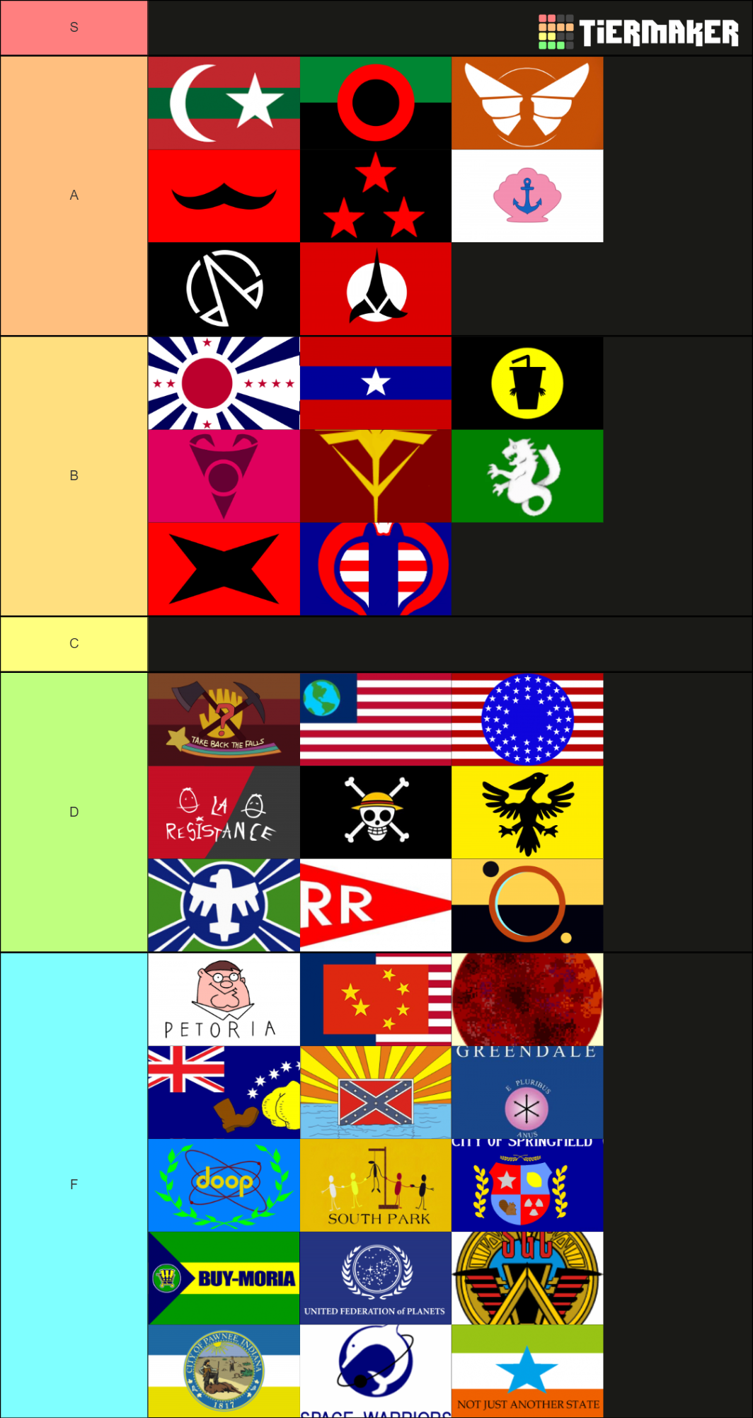 Fictional flags from television Tier List (Community Rankings) - TierMaker