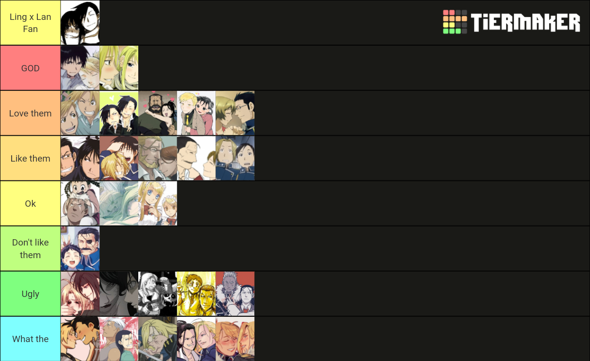 Fullmetal Alchemist ships Tier List (Community Rankings) - TierMaker