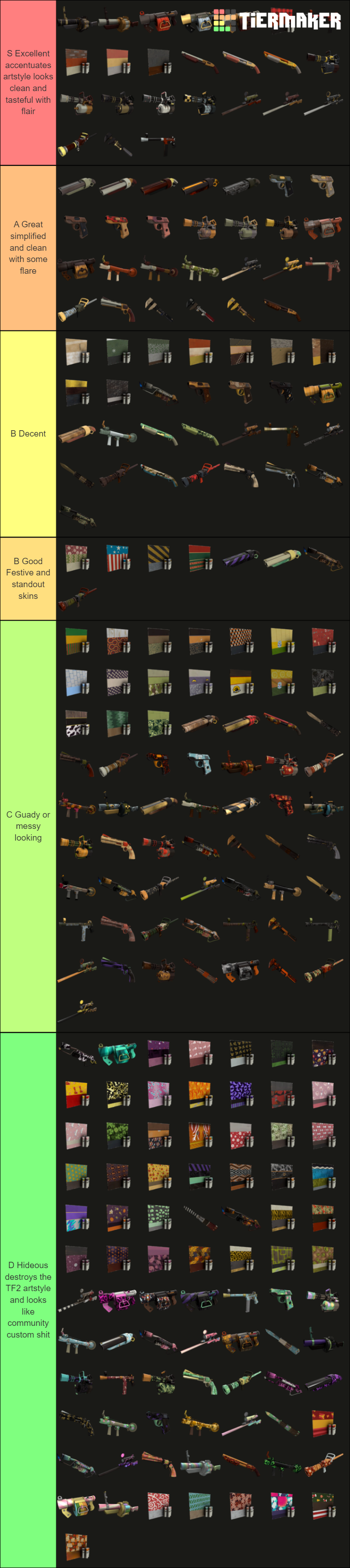 Every TF2 Skin Tier List (Community Rankings) - TierMaker