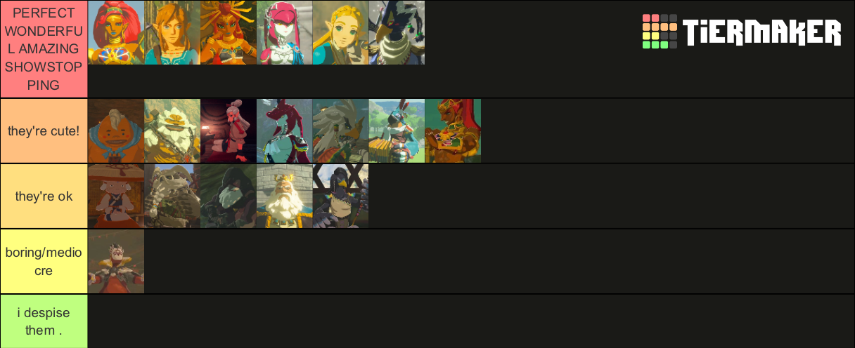zelda: botw character rating Tier List (Community Rankings) - TierMaker