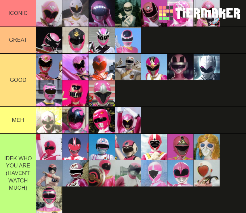 Pink/White Sentai Tier List (Community Rankings) - TierMaker