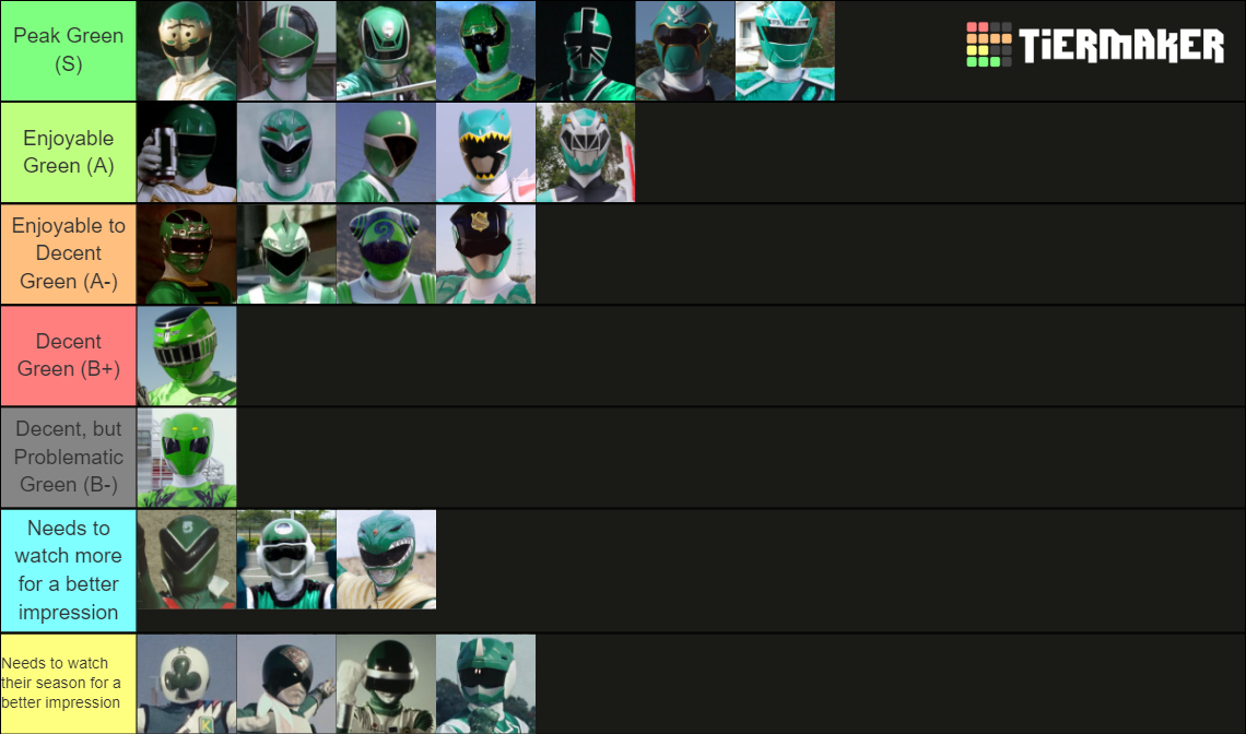 Super Sentai & Power Rangers Black/Green Rangers Tier List (Community Rankings) - TierMaker