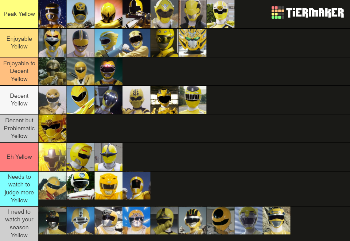Super Sentai & Power Rangers Yellow Rangers Tier List (Community ...
