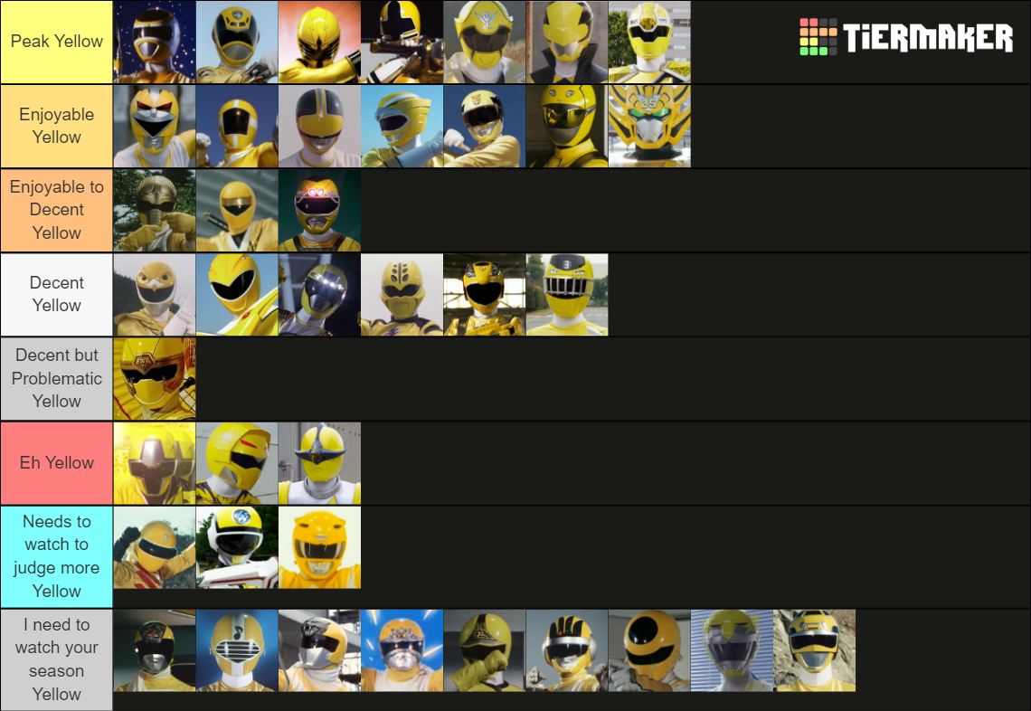 Super Sentai & Power Rangers Yellow Rangers Tier List (Community ...
