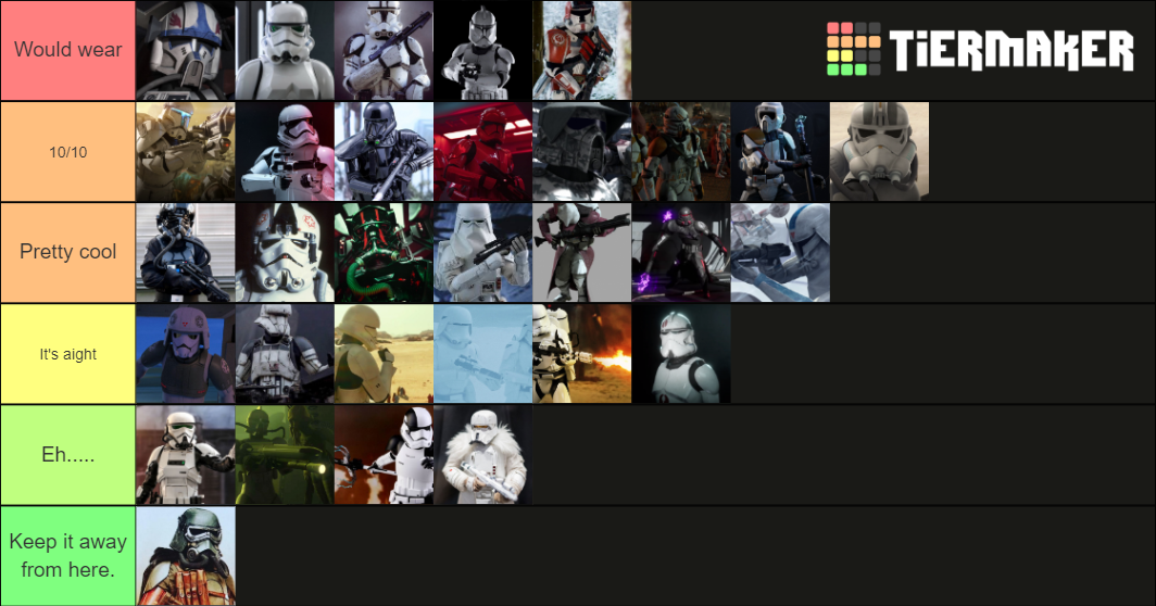 Star Wars Trooper Designs Tier List (Community Rankings) - TierMaker