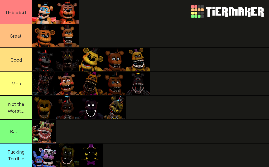 EVERY SINGLE Freddy/Fredbear design Tier List (Community Rankings ...