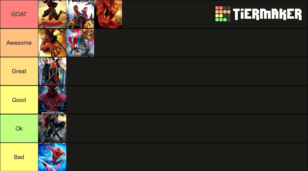 All Spider-Man Movies Tier List (Community Rankings) - TierMaker