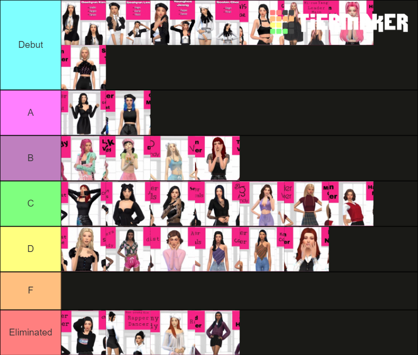 Sims 4 Produce 102 contestants Tier List (Community Rankings) - TierMaker