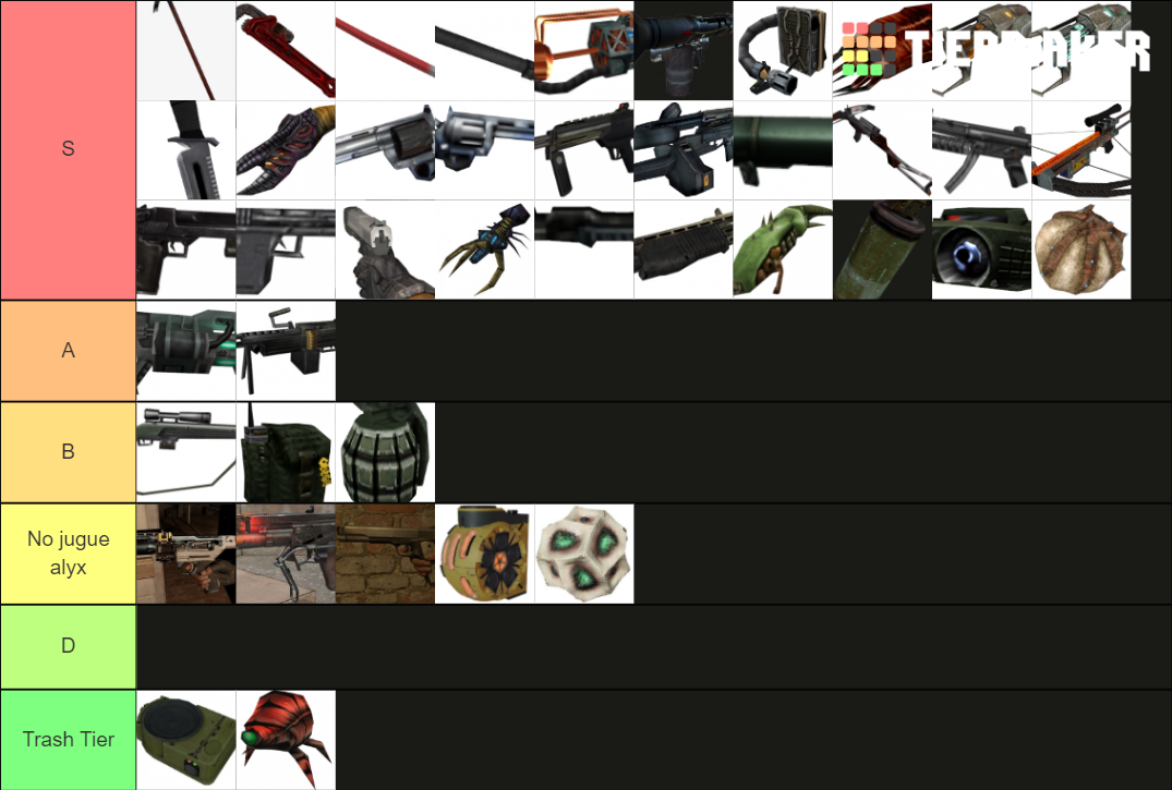 ALL Half-life Weapons Tier List (Community Rankings) - TierMaker