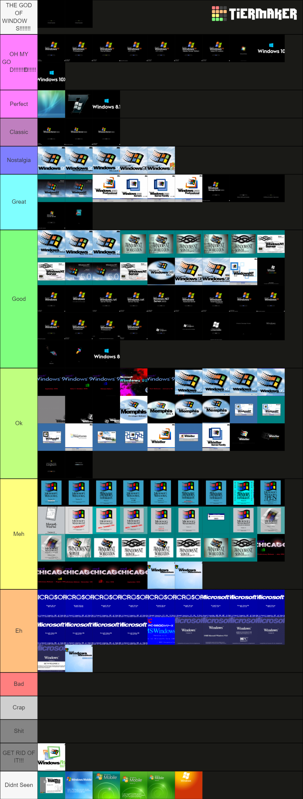 The Ultimate Windows Tier List (Community Rankings) - TierMaker