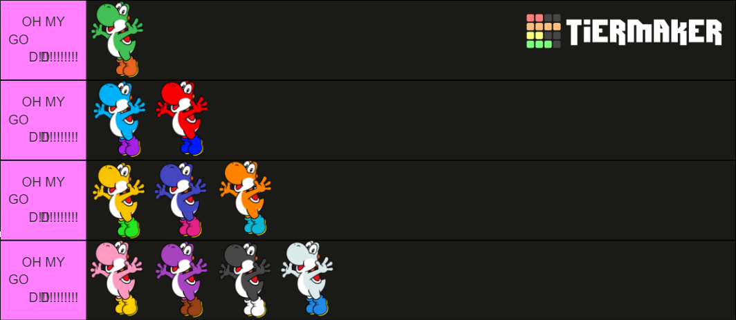 Yoshi Colors w/ shoes Tier List (Community Rankings) - TierMaker