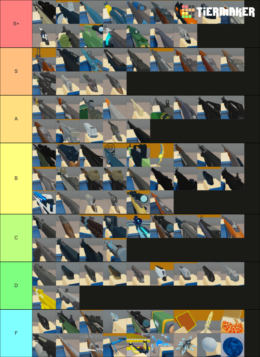 Roblox Arsenal Weapons Showtime ratings Tier List (Community Rankings ...