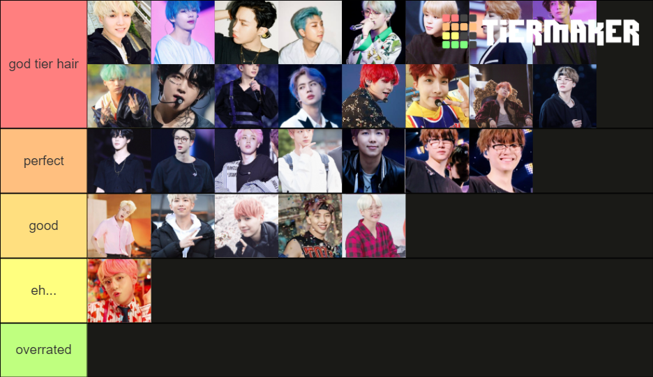 BTS Iconic Hair Colors Tier List (Community Rankings) - TierMaker