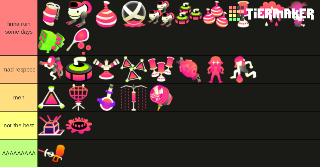 Splatoon 2 Subs/Specials Tier List (Community Rankings) - TierMaker