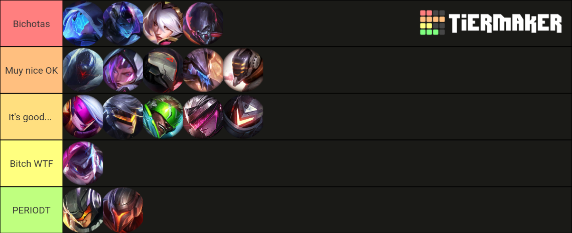 Project Skin Tierlist Tier List (Community Rankings) - TierMaker