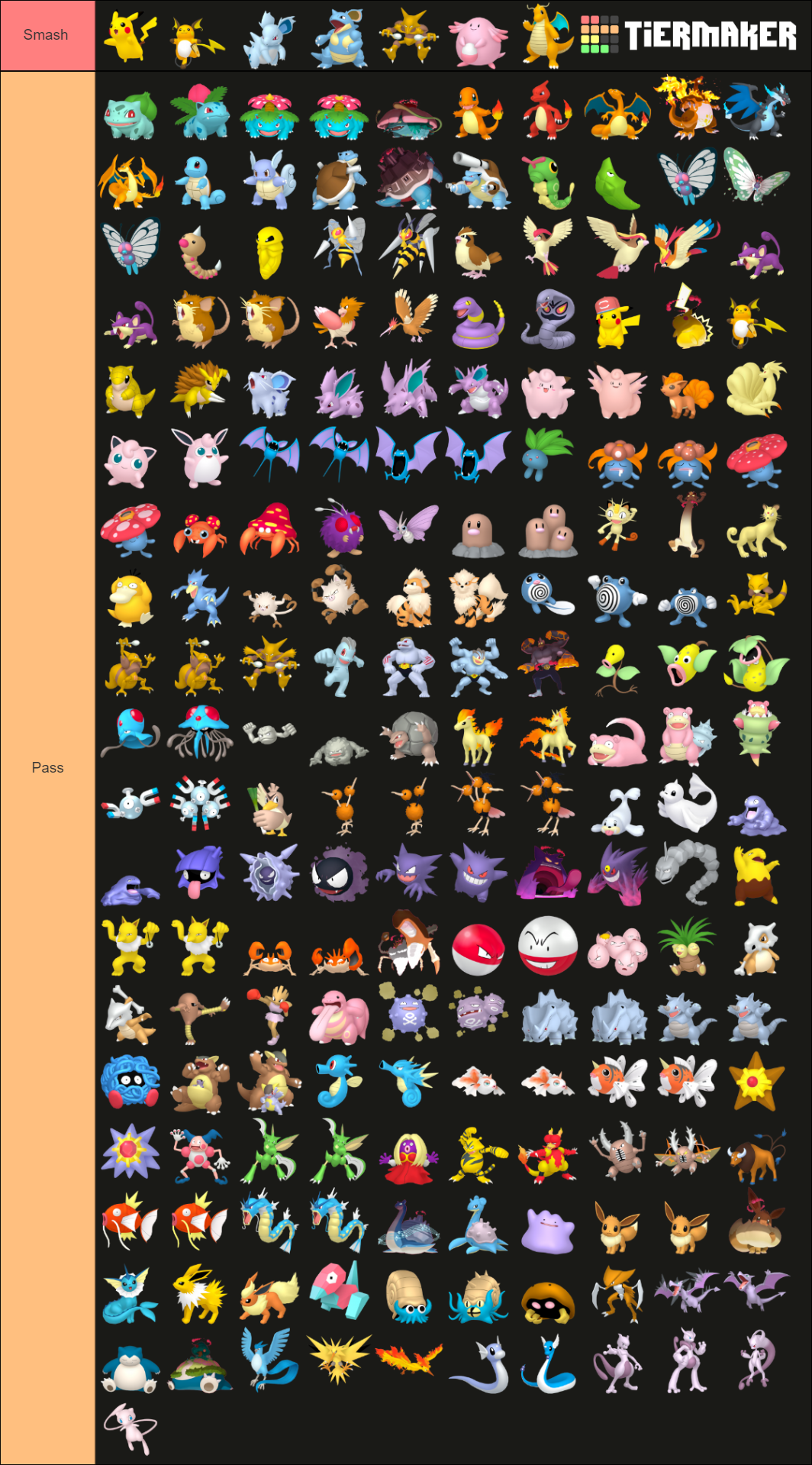 Pokemon Smash or Pass Gen 1 Tier List (Community Rankings) - TierMaker