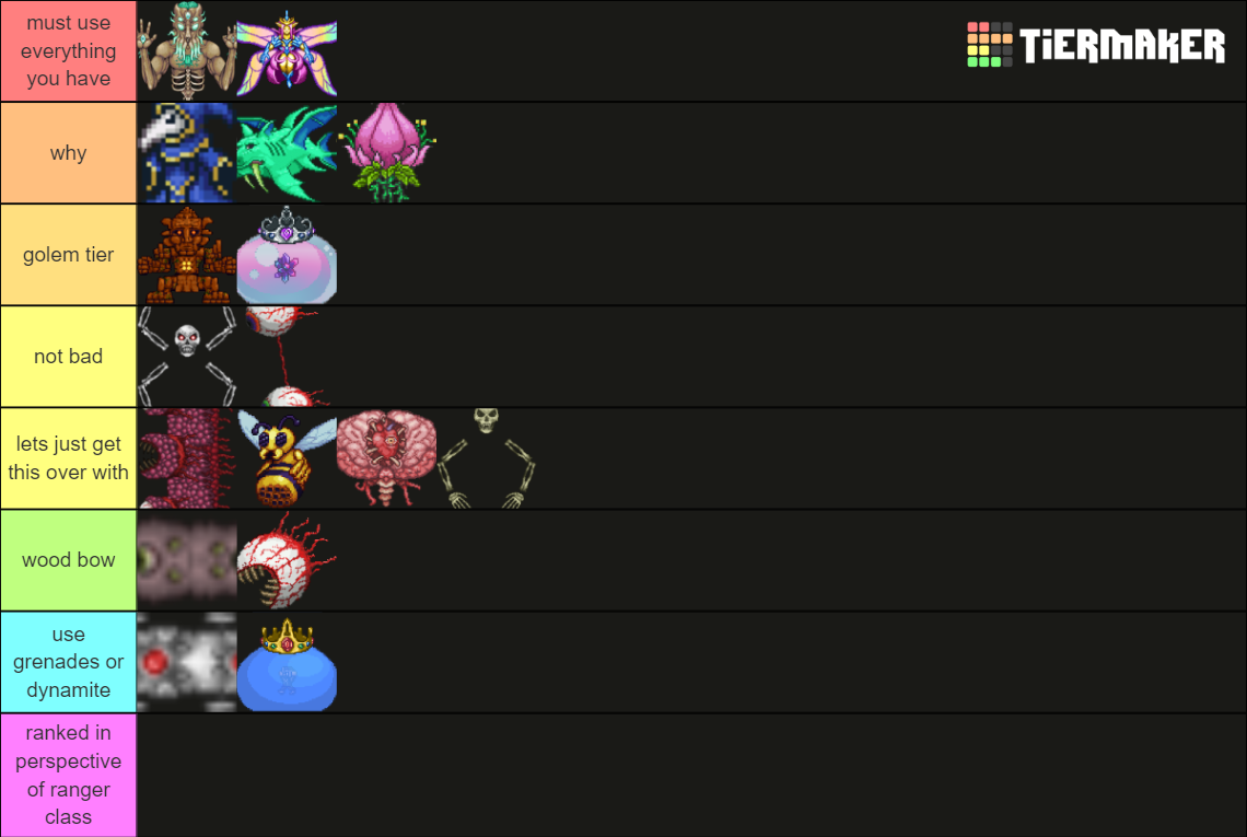 Terraria 1.4 boss difficulty Tier List (Community Rankings) - TierMaker