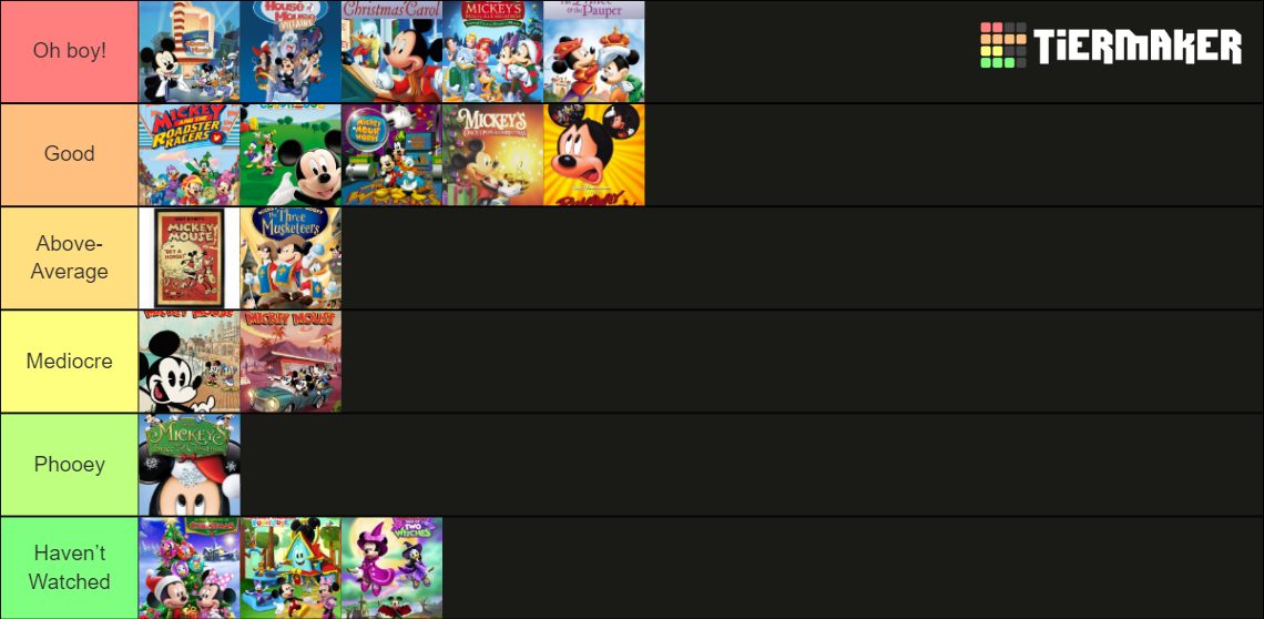 Mickey Mouse Movies, TV Shows, & Short Films Tier List (Community ...
