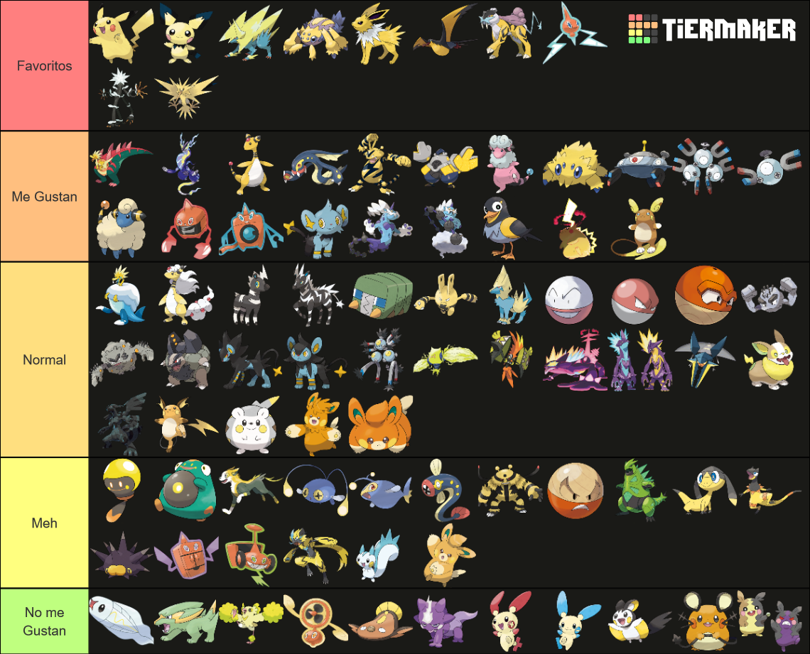 Pokémon Tipo Eléctrico Tier List (Community Rankings) - TierMaker