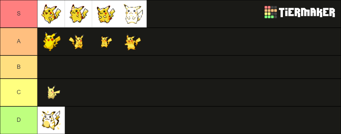 Pikachu Sprites Tier List (Community Rankings) - TierMaker
