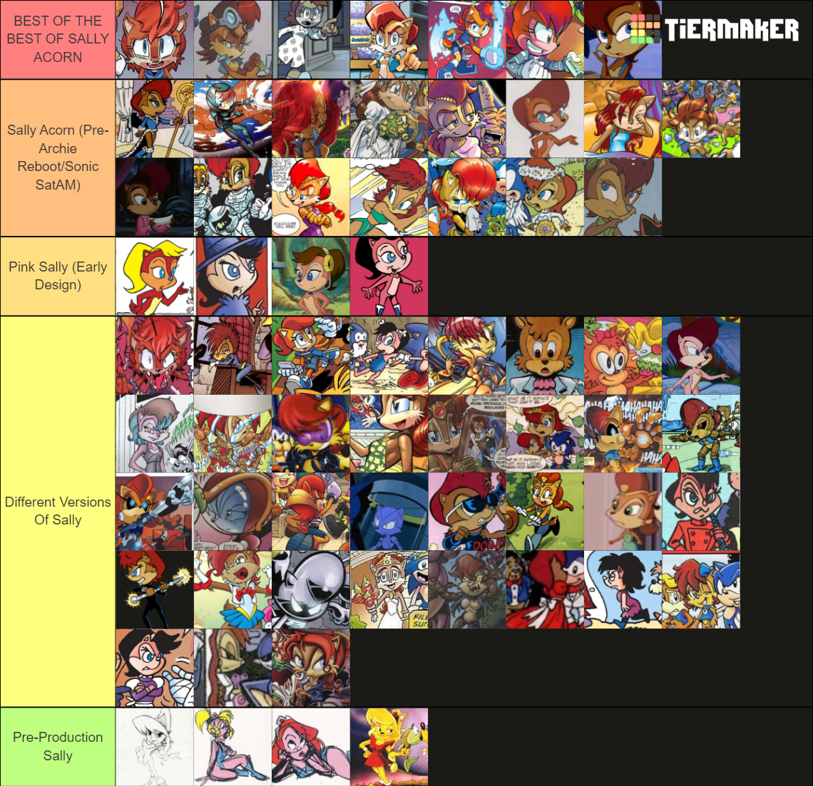 Sally Acorn Design Tier List (Community Rankings) - TierMaker