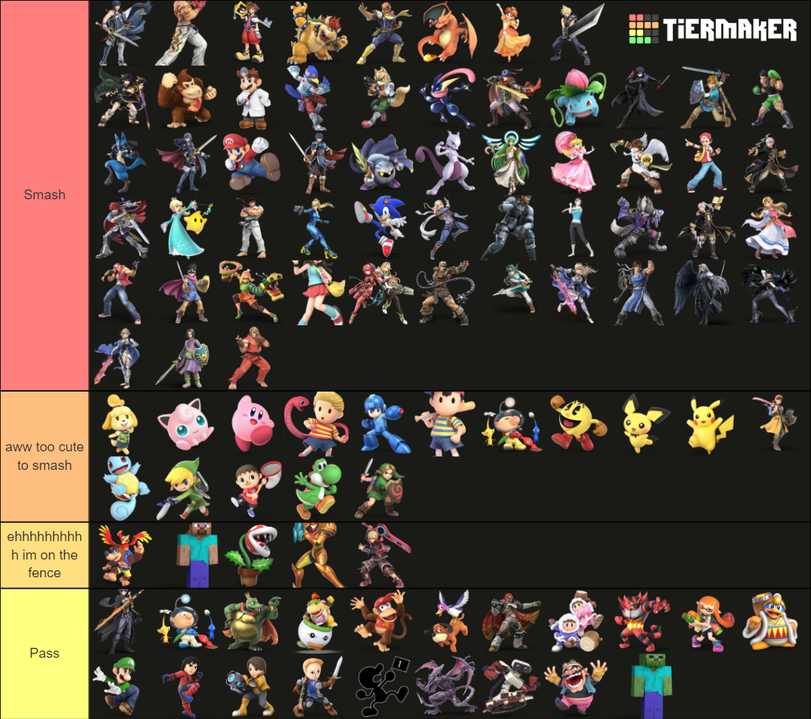 Smash Bros Smash or Pass Tier List (Community Rankings) - TierMaker