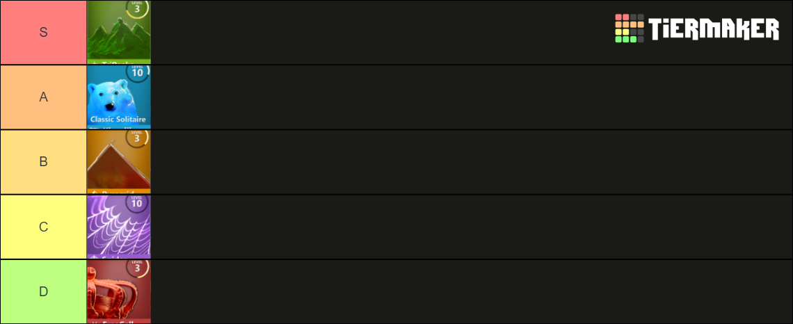 Microsoft Solitaire Tierlist Tier List (Community Rankings) - TierMaker