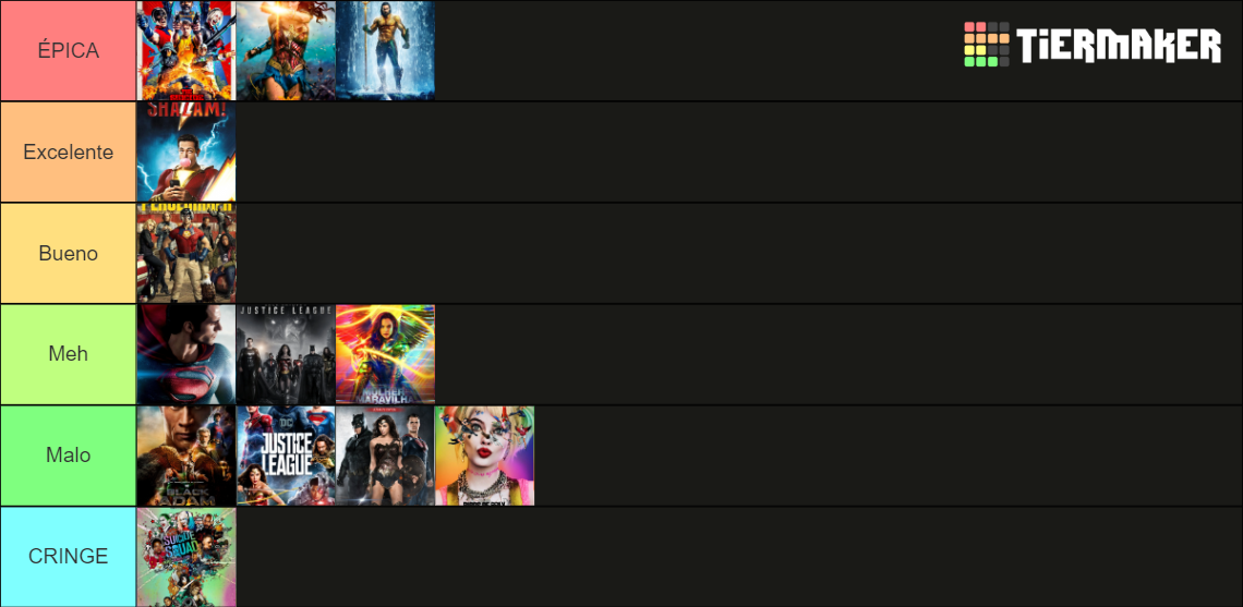 DC Extended Universe (DCUE) Tier List (Community Rankings) - TierMaker