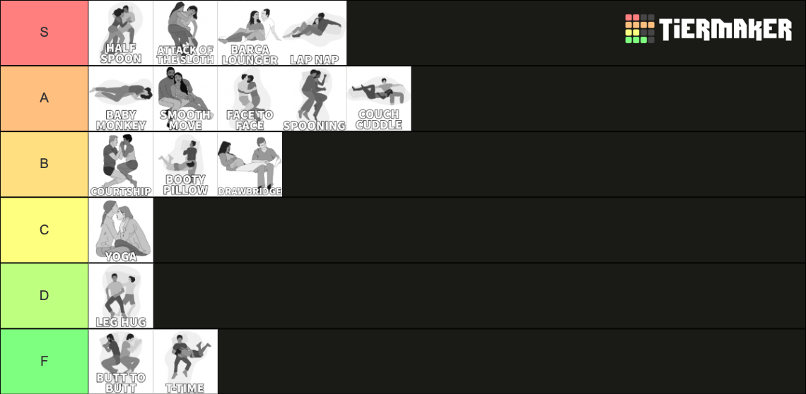 Cuddle Positions Tier List (Community Rankings) - TierMaker