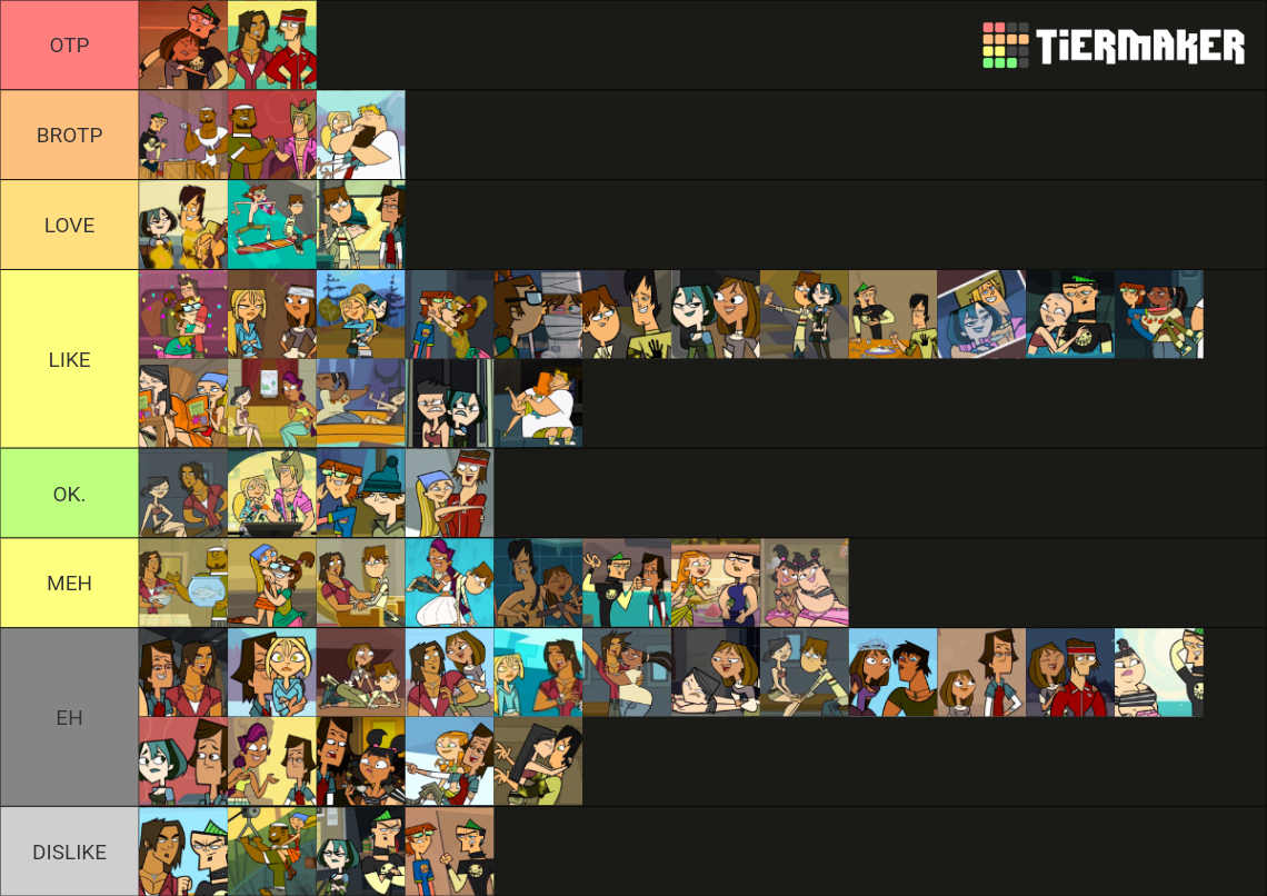Total Drama Ships S1-3 Tier List (Community Rankings) - TierMaker