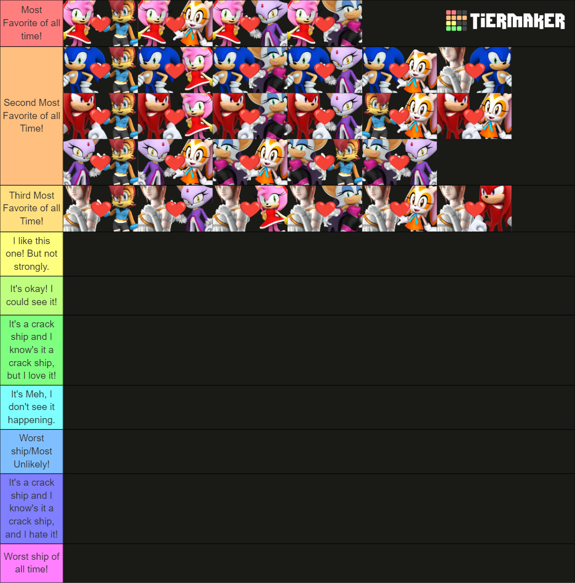 Sonic Shipping V2 WIP (By ShadowTH0666) Tier List (Community Rankings ...