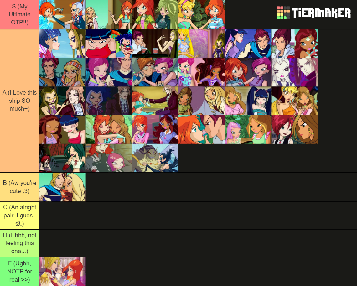 Winx Club Ship Rankings Tier List (Community Rankings) - TierMaker