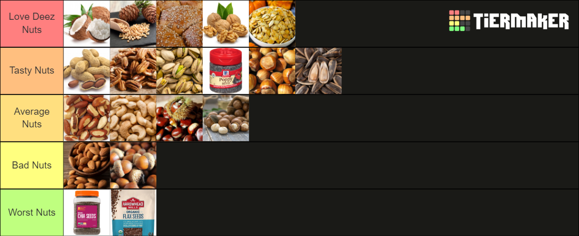 Definitive Nuts and Seeds Tier List (Community Rankings) - TierMaker