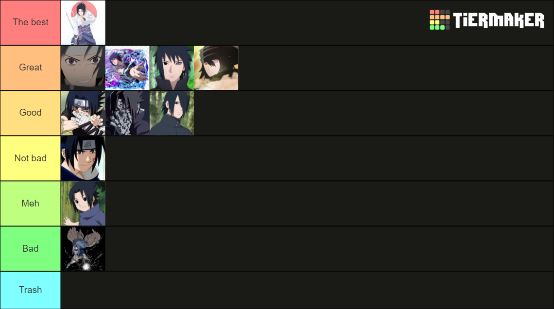 Sasuke Uchiha all character designs Tier List (Community Rankings) - TierMaker