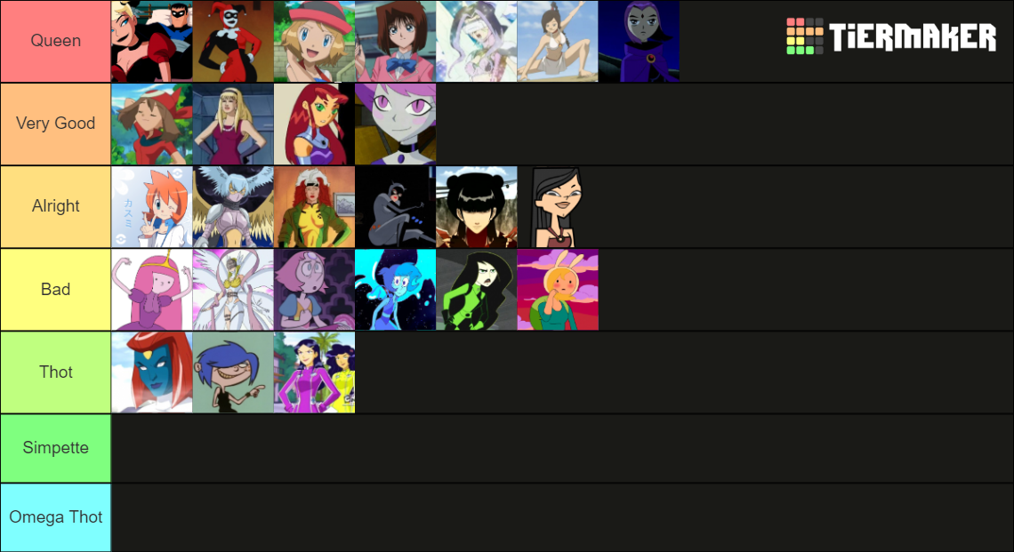 Cartoon Waifus Tier List (Community Rankings) - TierMaker