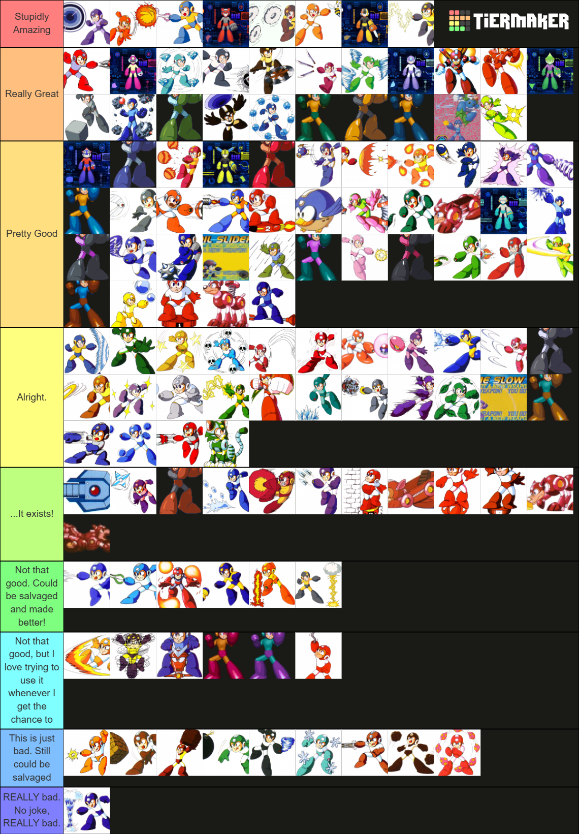 Mega Man (Classic) Weapons Tier List (Community Rankings) - TierMaker