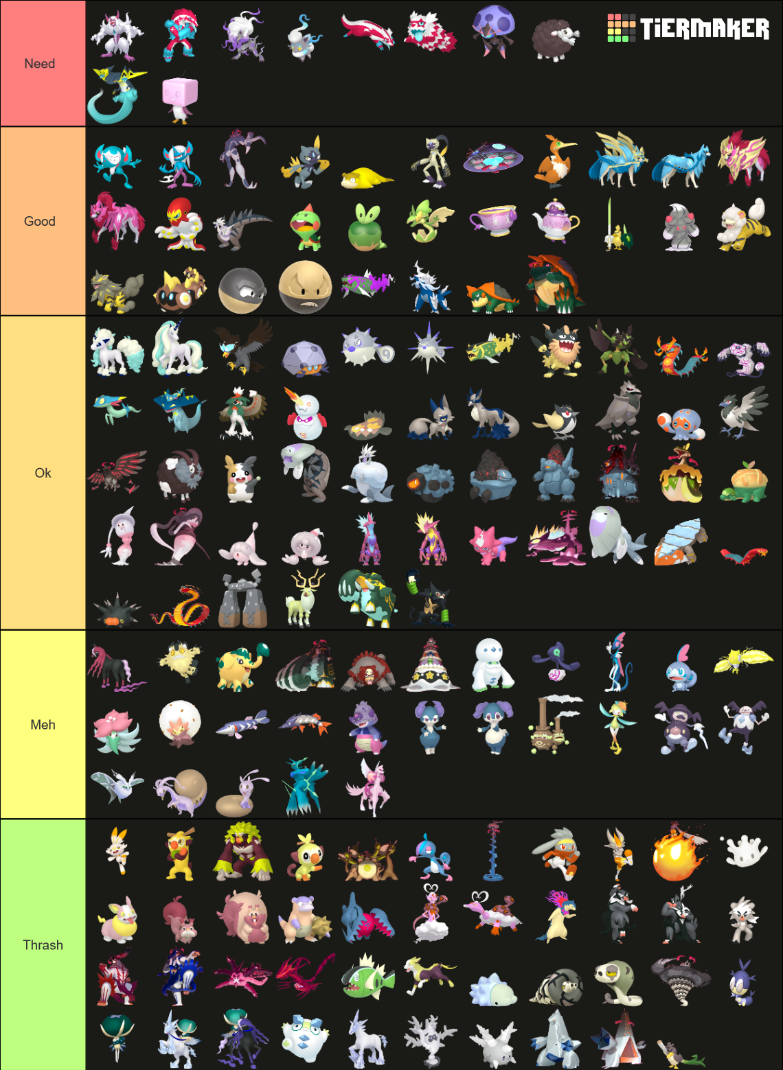 Pokemon Gen 8 Shiny (w/ Hisuian 'Mons & Forms) Tier List (Community ...