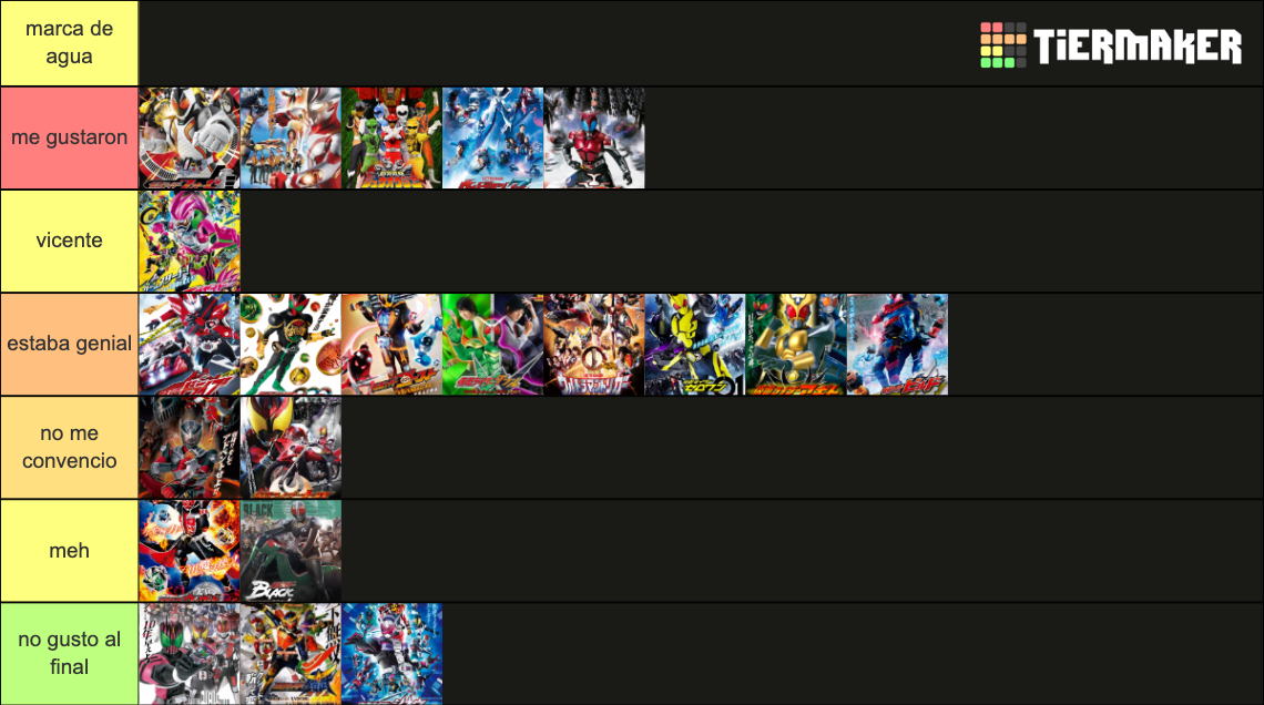 serie tokusatsu que visto Tier List (Community Rankings) - TierMaker