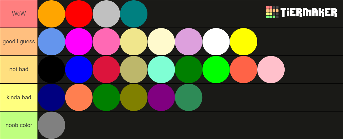 Color Tier List (Community Rankings) - TierMaker