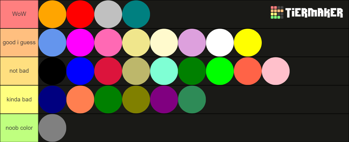 Color Tier List (Community Rankings) - TierMaker