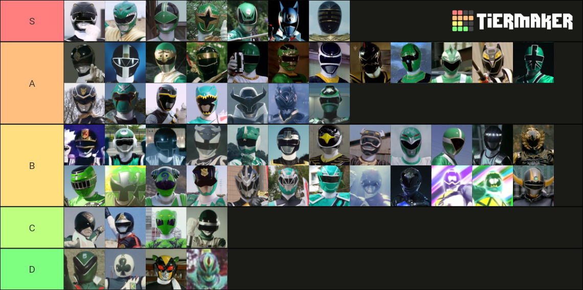 Super Sentai & Power Rangers Black/Green Rangers Tier List (Community Rankings) - TierMaker