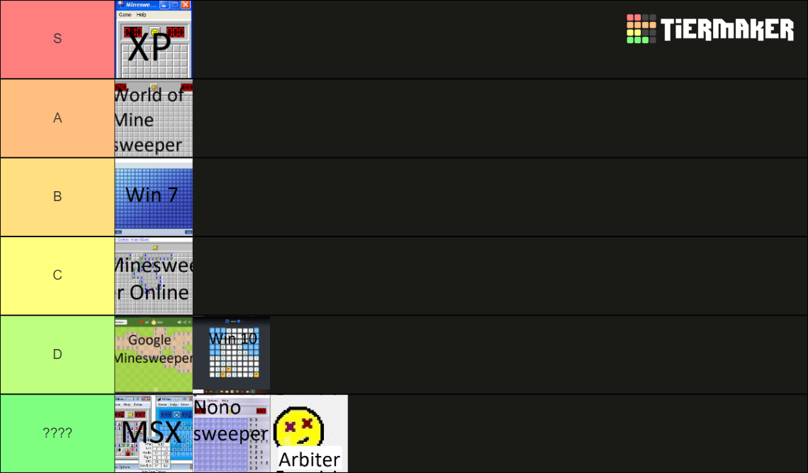 Minesweeper Versions (PC) Tier List (Community Rankings) - TierMaker
